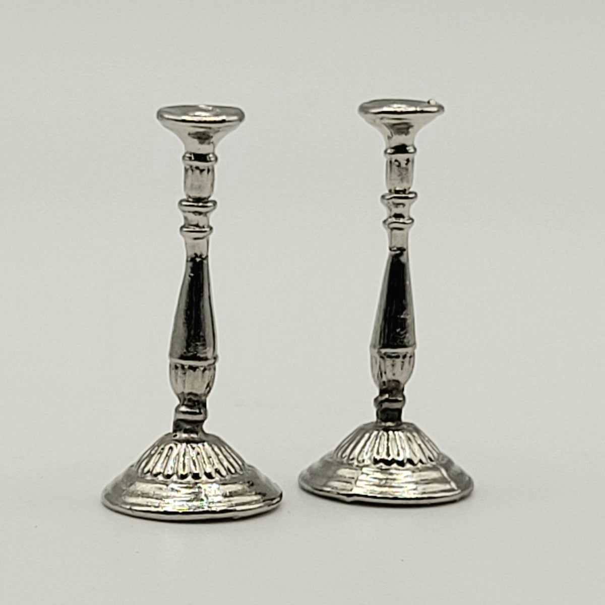 Pair of Slender Decorative Silver Candlesticks - 1/12 Scale Miniature ...