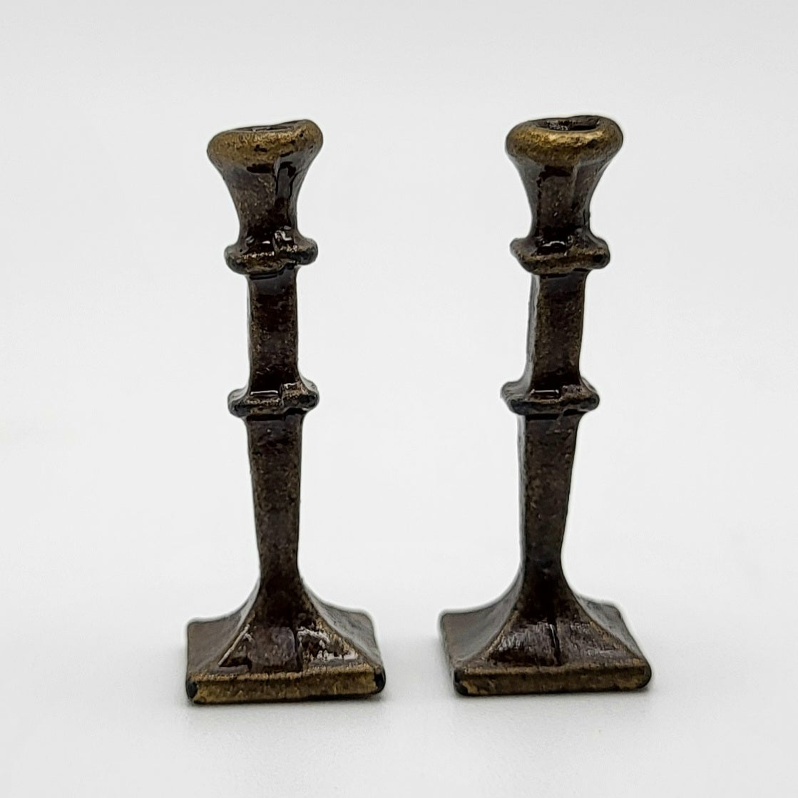 Pair of Antique Finish Candlesticks - 1/12 Scale Dollhouse Miniature ...