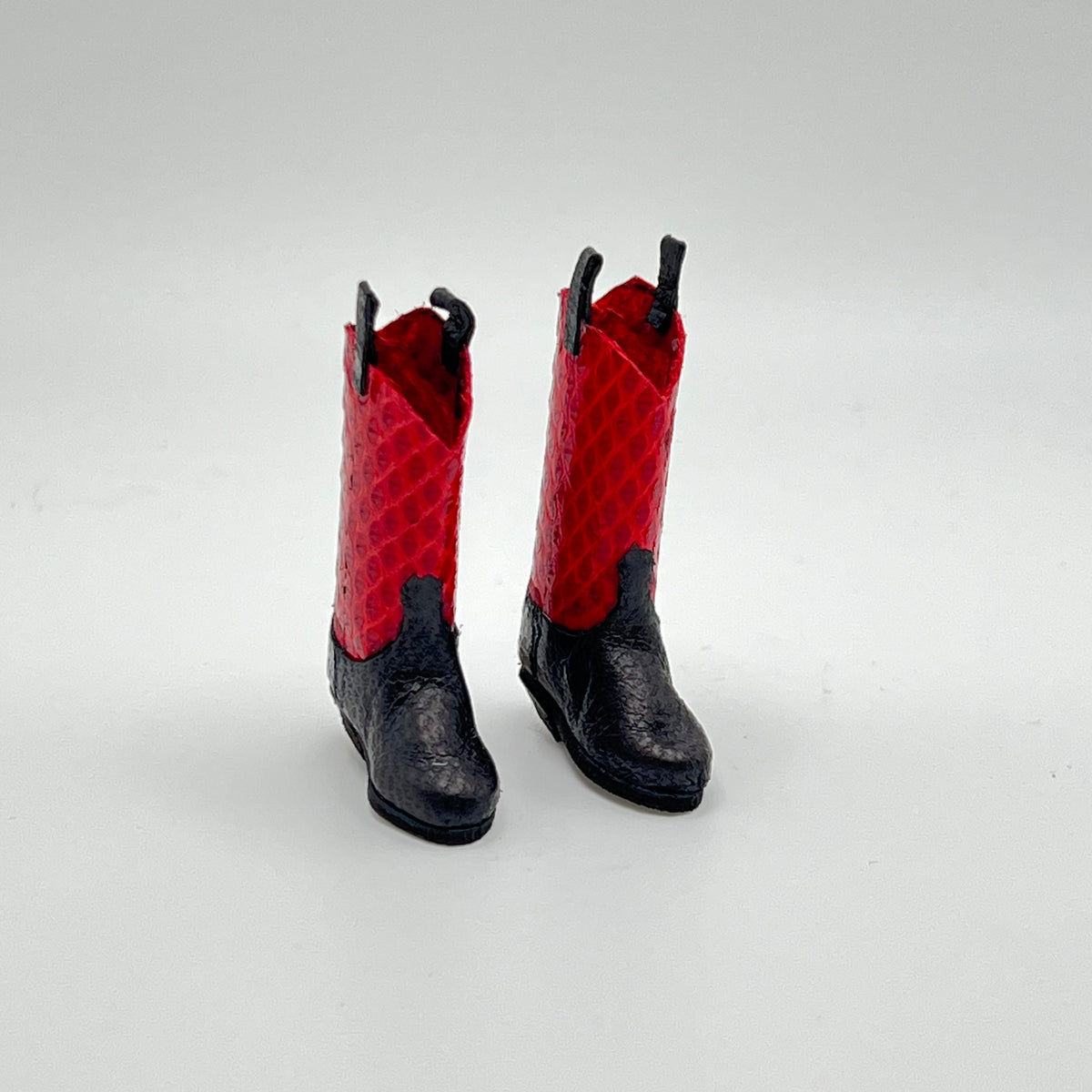 Pair of Red Cowboy Boots - Handmade - 1/12 Scale Dollhouse Miniature ...