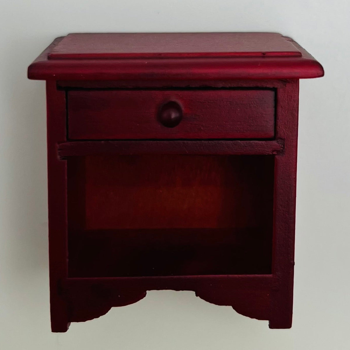 Mahogany Nightstand with 1 Drawer and Cubby - 1/12 Scale Dollhouse Min ...