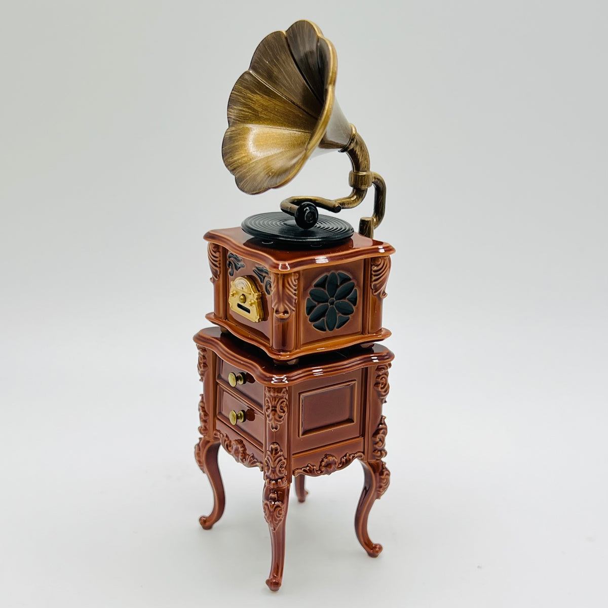 Retro Gramophone with Two Drawer Table - 1/12 Scale Dollhouse Miniatur ...